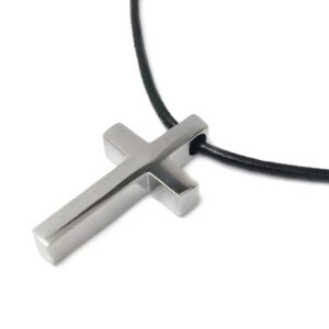 loralyn designs small simple stainless steel cross pendant 18 inch black leather necklace cord