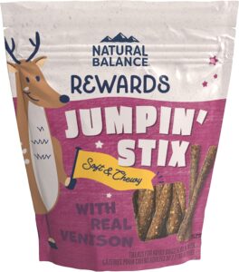 natural balance limited ingredient rewards jumpin' stix, grain-free dog treats for adult dogs of all breeds, venison recipe, 4 ounce (pack of 1)