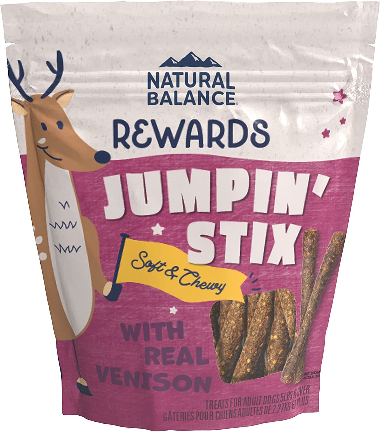 Natural Balance Limited Ingredient Rewards Jumpin' Stix, Grain-Free Dog Treats for Adult Dogs of All Breeds, Venison Recipe, 4 Ounce (Pack of 1)