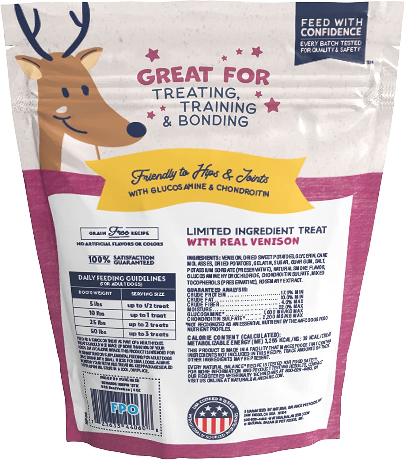 Natural Balance Limited Ingredient Rewards Jumpin' Stix, Grain-Free Dog Treats for Adult Dogs of All Breeds, Venison Recipe, 4 Ounce (Pack of 1)