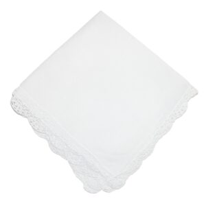 ctm® women's cotton bonnie lace handkerchief, white