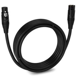 lyxpro 15 feet xlr microphone cable balanced male to female 3 pin mic cord for powered speakers audio interface professional pro audio performance and recording devices - black