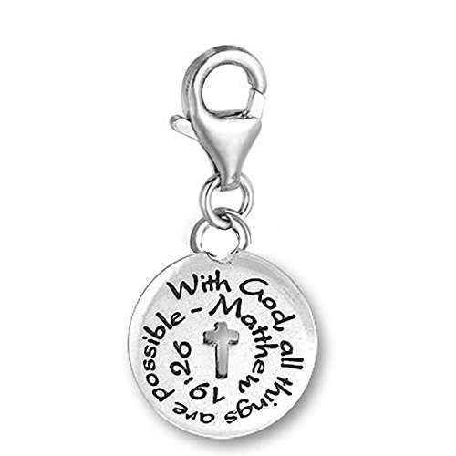 Sexy Sparkles Charms for bracelets with lobster clip With God All Things Are Possible Jewelry with Lobster Clasp