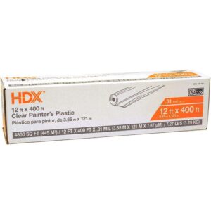 hdx 12 ft. x 400 ft. 0.31 mil high density painters plastic