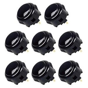 sanwa 8 pcs obsf-30 original push button 30mm - for arcade jamma video game & arcade joystick games console (black) s@nwa