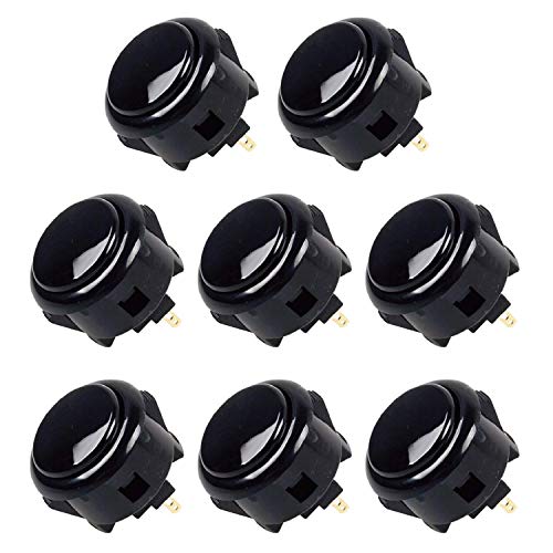 Sanwa 8 pcs OBSF-30 Original Push Button 30mm - for Arcade Jamma Video Game & Arcade Joystick Games Console (Black) S@NWA