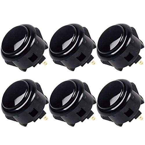 Sanwa 8 pcs OBSF-30 Original Push Button 30mm - for Arcade Jamma Video Game & Arcade Joystick Games Console (Black) S@NWA