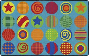 flagship carpets patterned circles colorful multicolor seating carpet for a gathering place, children's classroom rug or kids educational area, 7'6" x 12', seats 24, rectangle