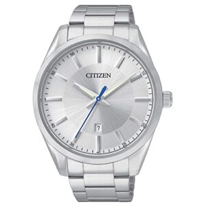 citizen quartz mens watch, stainless steel, classic, silver-tone (model: bi1030-53a)