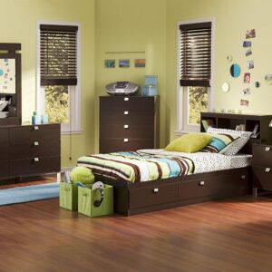 South Shore Twin Storage Bed and Bookcase Headboard, Chocolate