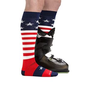 DARN TOUGH (Style 1815) Men's Captain Stripe Snow Sock - Stars and Stripes, XL