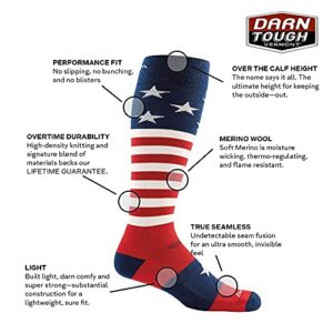 DARN TOUGH (Style 1815) Men's Captain Stripe Snow Sock - Stars and Stripes, XL