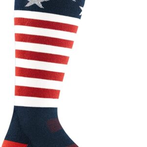 DARN TOUGH (Style 1818) Men's Captain Stripe Snow Sock - Stars and Stripes, Medium