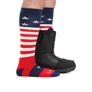 DARN TOUGH (Style 1818) Men's Captain Stripe Snow Sock - Stars and Stripes, Large