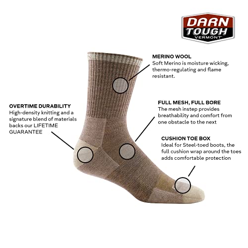 Darn Tough Men's Fred Tuttle Micro Crew Work Sock (Style 2005) - Gravel, Large