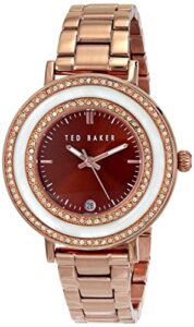 ted baker women's te4107 "vintage glam" rose-gold tone stainless steel rhinestone-accented watch