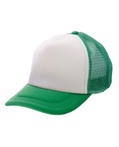 nyfashion101 blank mesh adjustable snapback cotton 6-panel trucker hat cap, kelly green/white