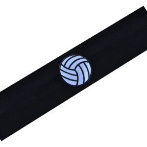 Cotton Volleyball Patch Stretch Headband (Black)