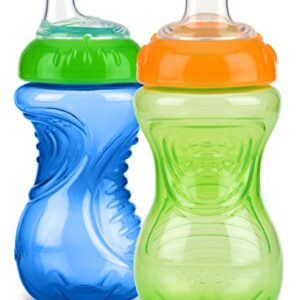 Nuby 2 Pack No Spill Cup, 10 Ounce, Blue - Green