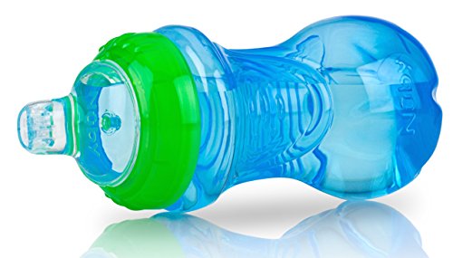 Nuby 2 Pack No Spill Cup, 10 Ounce, Blue - Green