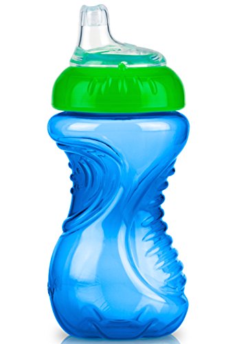 Nuby 2 Pack No Spill Cup, 10 Ounce, Blue - Green