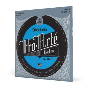 d'addario guitar strings - pro-arte classical guitar strings - ej46ff carbon strings - silver plated wrap, composite dynacore, carbon trebles - hard tension