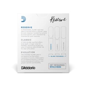 D'Addario Reserve Bb Clarinet Reeds, Strength 3.5, 10-pack