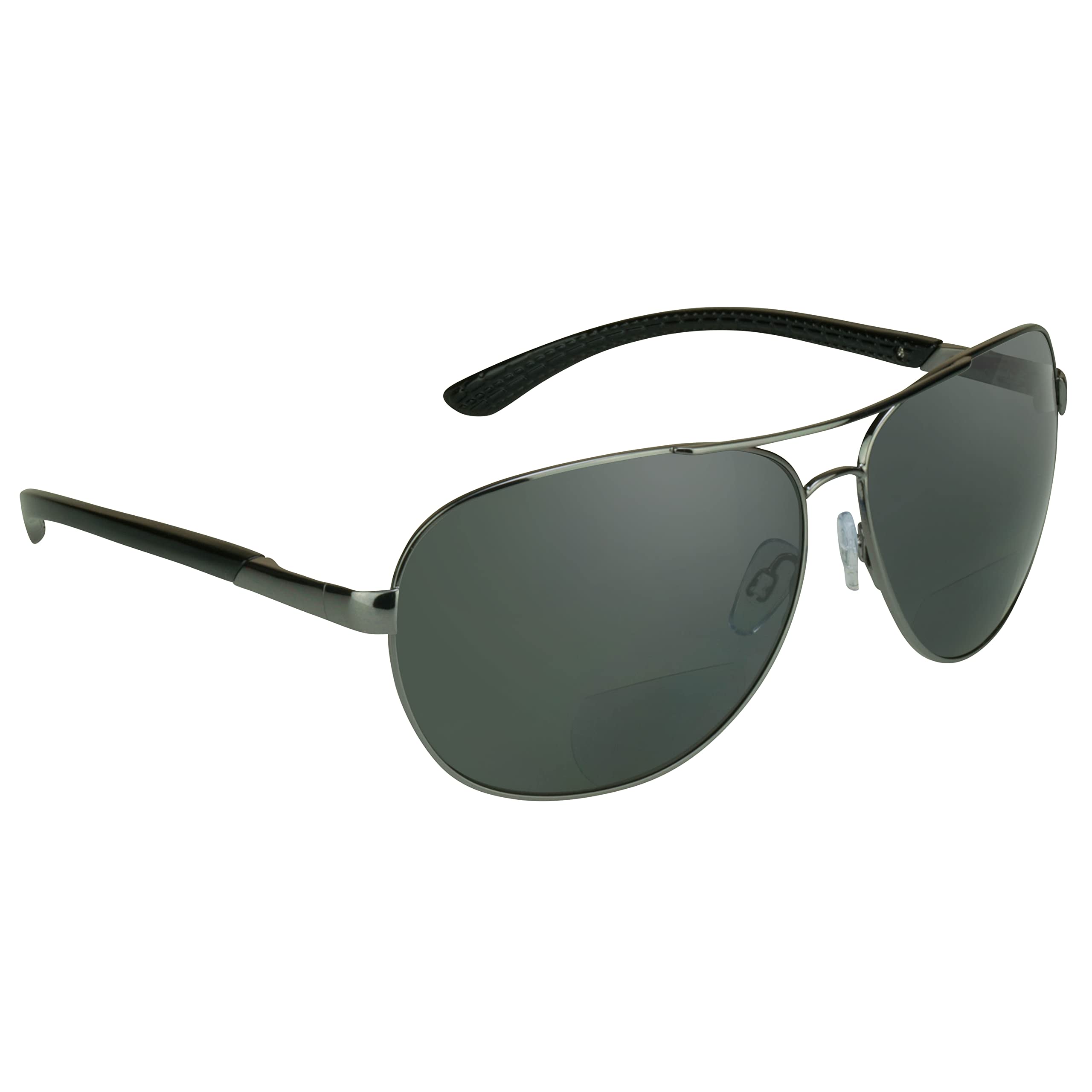 proSPORT Aviator Polarized Bifocal Sunglasses Readers +2.00 Gunmetal Frame Smoke lens Men Women. Fit Medium to Extra Large Head Sizes.