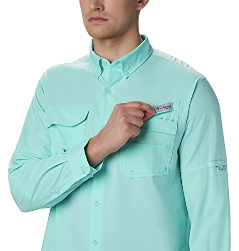 Columbia Men’s PFG Blood and Guts III Long Sleeve Shirt, Stain & Water Resistant , Gulf Stream ,Large