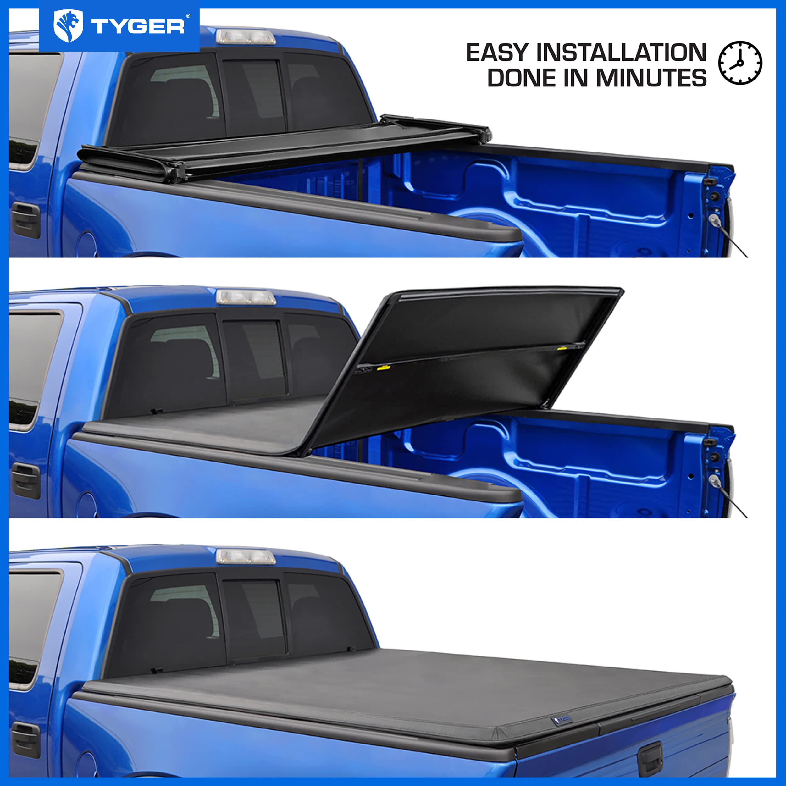 Tyger Auto T3 Soft Tri-Fold Truck Bed Tonneau Cover Compatible with 2009-2014 Ford F-150 | Styleside 6.5' Bed (78") | TG-BC3F1020