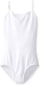 clementine big girls' thin strap leotard, white, 16