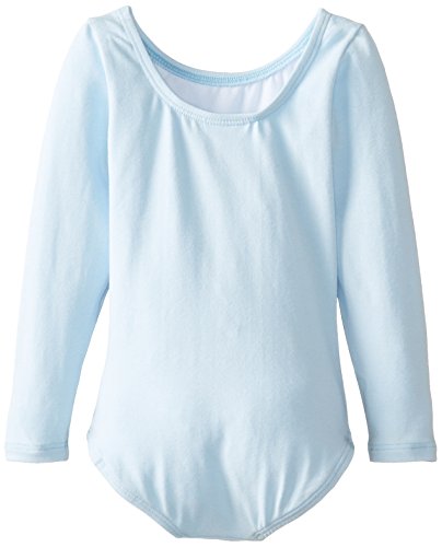 Clementine Girls' Big (7-16) Crew Neck Long Sleeve Leotard One Piece Tops Bodysuit Dancewear Costumes, Light Blue, 8/10