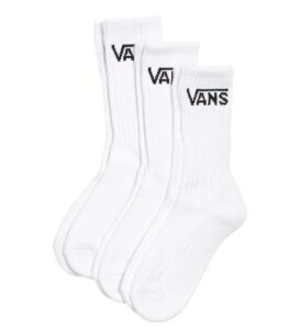 vans classic crew sock - boys' - 3-pack white, 10.0-13.5