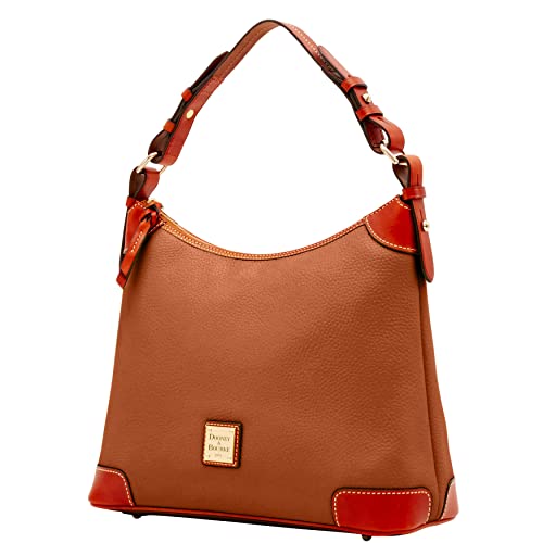 Dooney & Bourke Women's Hobo Shoulder Bag in Pebble Grain Leather, Large Handbag with Adjustable Shoulder Strap, Caramel