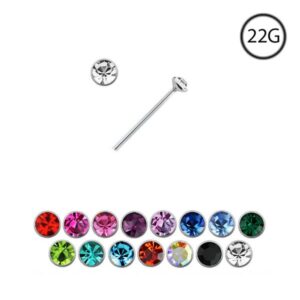 925 Sterling Silver Straight Nose Stud Ring Tiny Micro 1mm Clear 22G