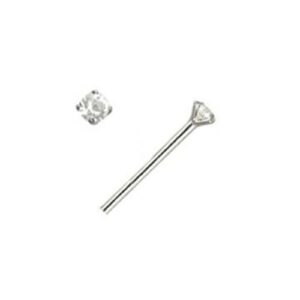 925 Sterling Silver Straight Nose Stud Ring Tiny Small 1mm Clear 22G