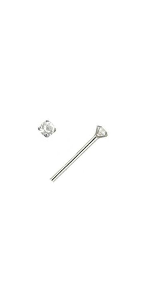 925 Sterling Silver Straight Nose Stud Ring Tiny Small 1mm Clear 22G