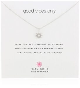 dogeared reminders- "good vibes only" sterling silver sun charm necklace, 16"+2" extender