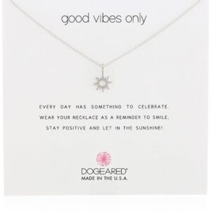 Dogeared Reminders- "Good Vibes Only" Sterling Silver Sun Charm Necklace, 16"+2" Extender