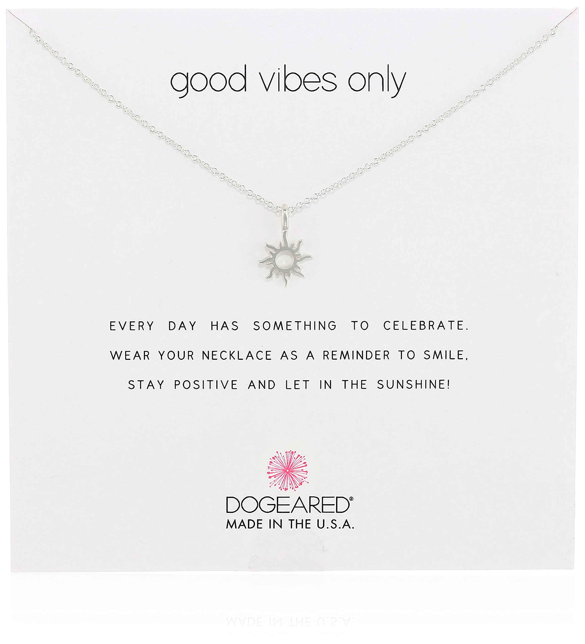 Dogeared Reminders- "Good Vibes Only" Sterling Silver Sun Charm Necklace, 16"+2" Extender