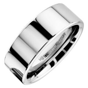 mj metals jewelry tungsten comfort fit ring flat pipe cut for men/women mirror polished 8mm wedding band size 11