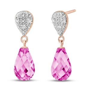 galaxy gold gg 14k rose gold earrings with diamonds and pink topaz