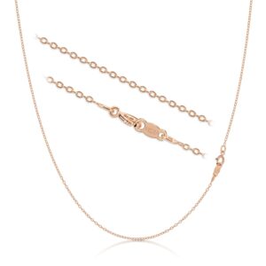 kezef cable chain necklace sterling silver italian 1.3mm rose gold plated nickel free 14 inch