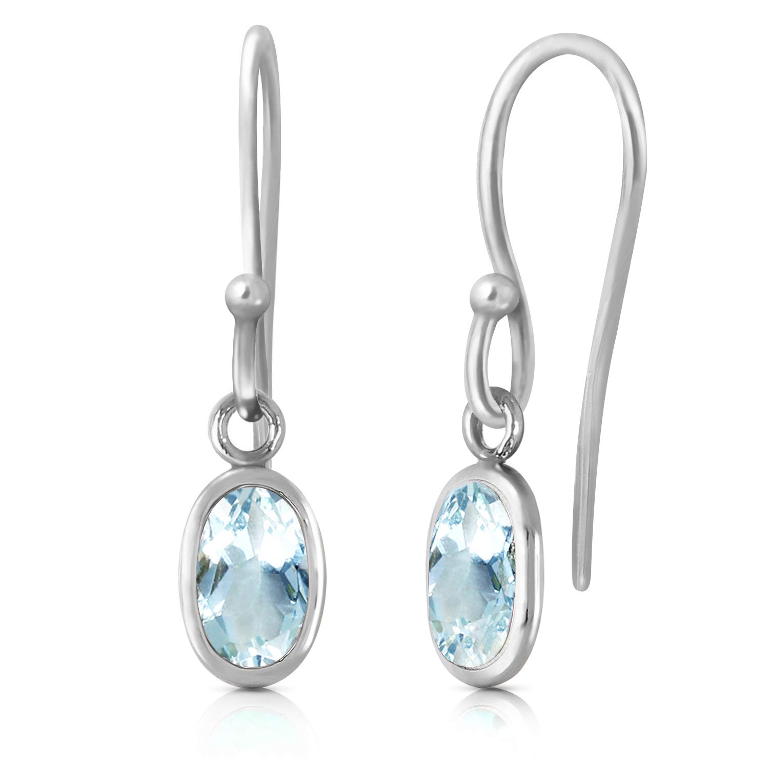 Galaxy Gold GG 14k White Gold Fish Hook Earrings with Natural Aquamarines