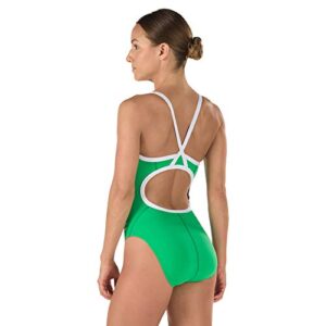 Speedo Women's Swimsuit One Piece Endurance+ Flyback Solid Adult Team Colors-Discontinued, Green, 28