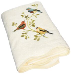 avanti linens- bath towel, soft & absorbent cotton towel (premier songbirds collection), ivory