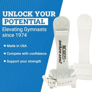 Gibson Athletic Single Buckle Just Right Uneven Bar Grips, Gymnastics, Girls, White, GR-3710B, Medium