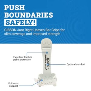 Gibson Athletic Single Buckle Just Right Uneven Bar Grips, Gymnastics, Girls, White, GR-3710B, Medium