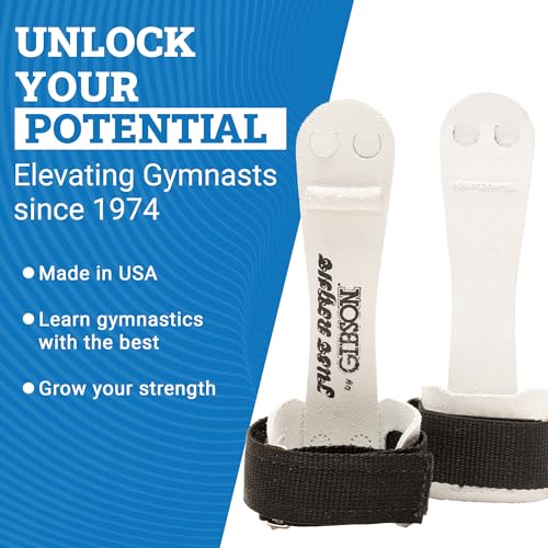 Gibson Athletic Just Right Velcro Hook & Loop Uneven Bar Grips, Gymnastics, White/Black, Small