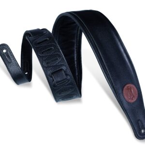 Levy's Leathers 3" Extra-Long Padded Garment Leather Guitar Strap; Adjustable from 37" - 63" | Black (MSS2-XL-BLK)